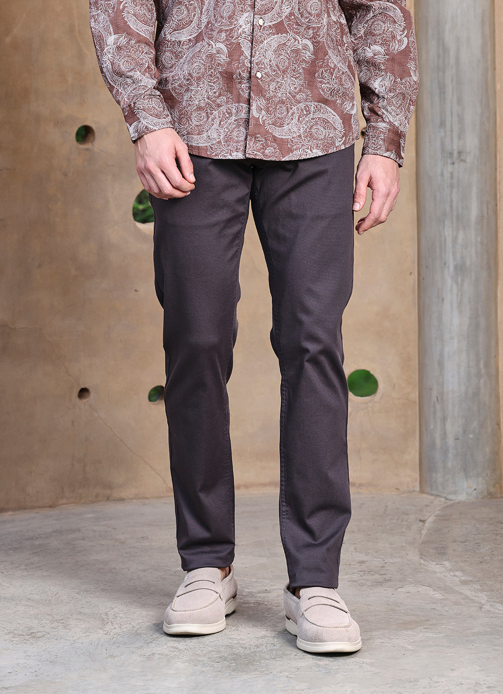 Buy Dark Grey Dobby Slim Fit Trouser Online